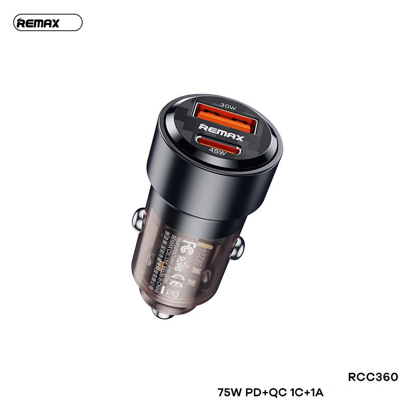 ֎Sạc xe hơi Remax RCC360 1A+1C PD+QC 75W